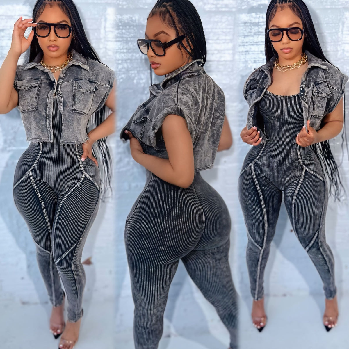 Ribbed Crop Jumpsuit Set Black – Sugar Popped